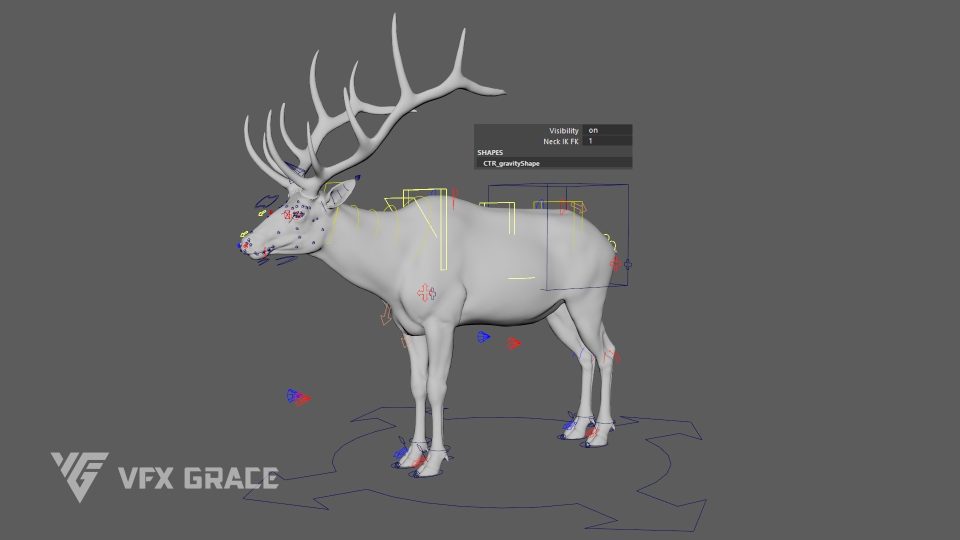 Male Elk Animation - MAYA Character Asset | VFX Grace