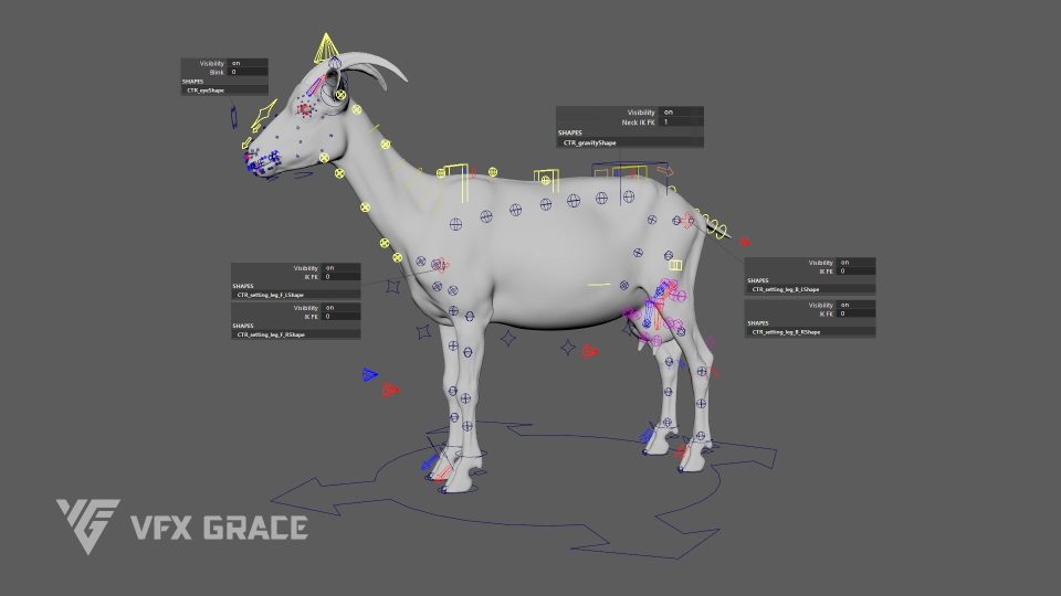 Goat 02 Animated - MAYA Character Asset | VFX Grace